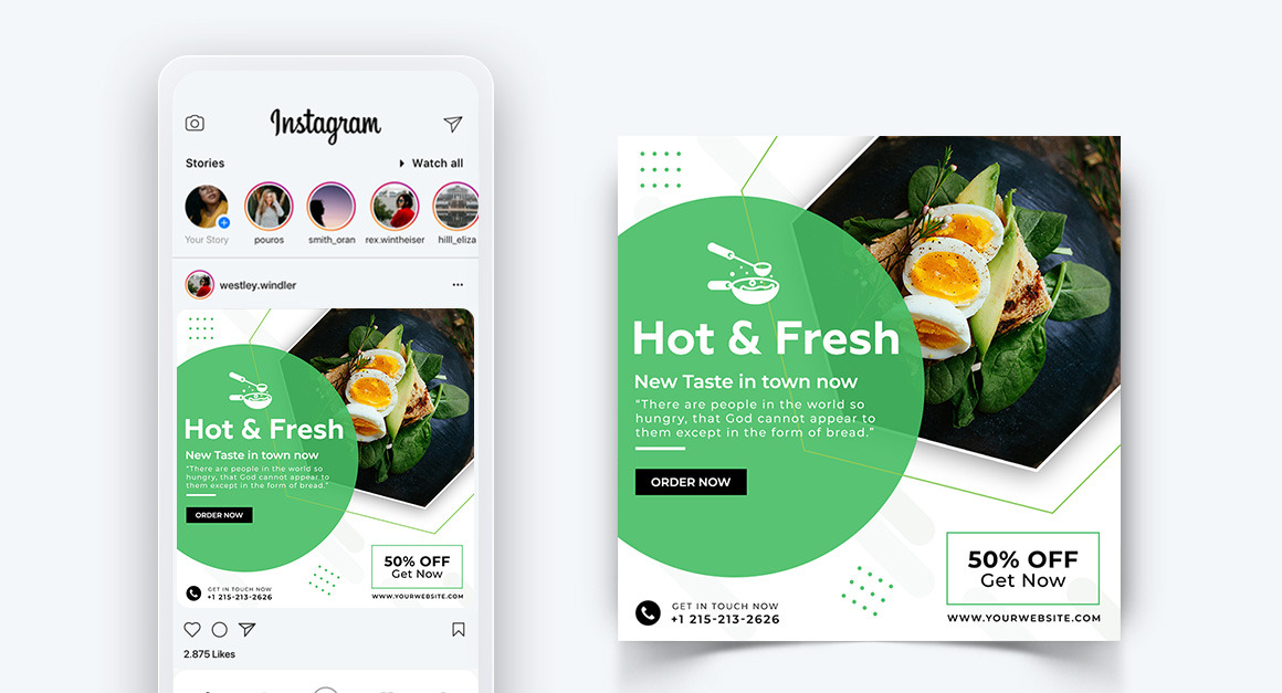 Food and Restaurant Offers Discounts Service Social Media Post Design ...