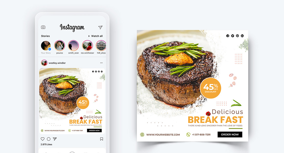 Food and Restaurant Offers Discounts Service Social Media Post Design ...