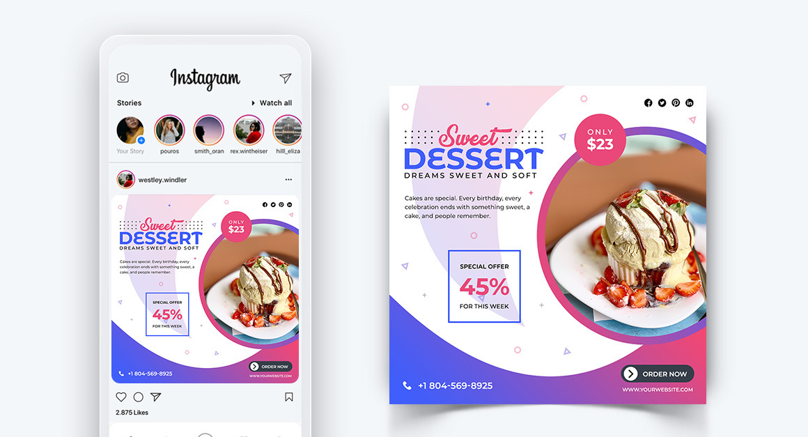 Food and Restaurant Offers Discounts Service Social Media Post Design ...