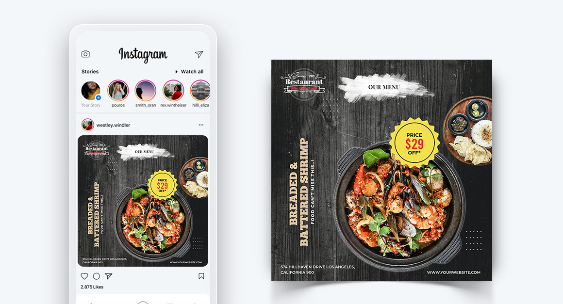 Food and Restaurant Offers Discounts Service Social Media Post Design ...