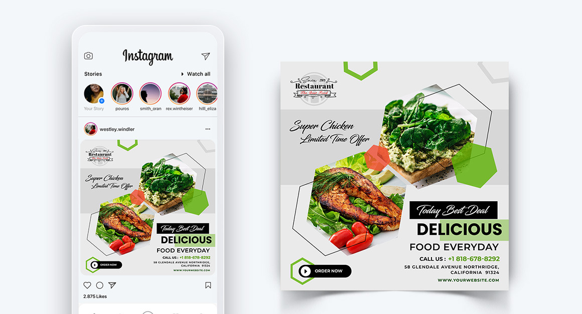 Food and Restaurant Offers Discounts Service Social Media Post Design ...