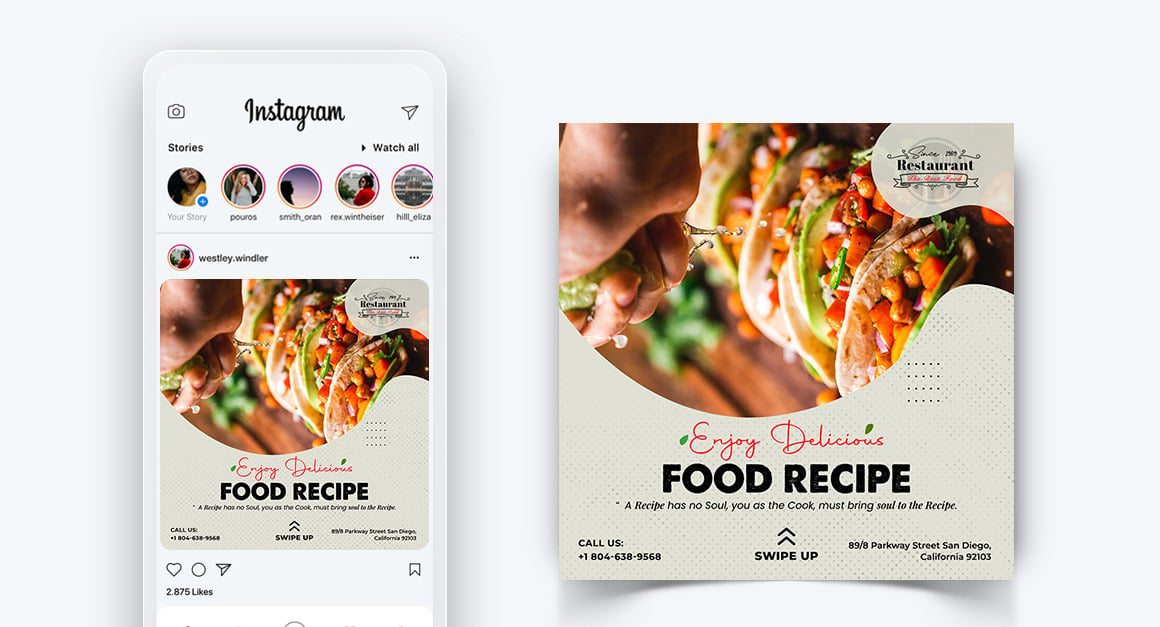 Food and Restaurant Offers Discounts Service Social Media Post Design ...