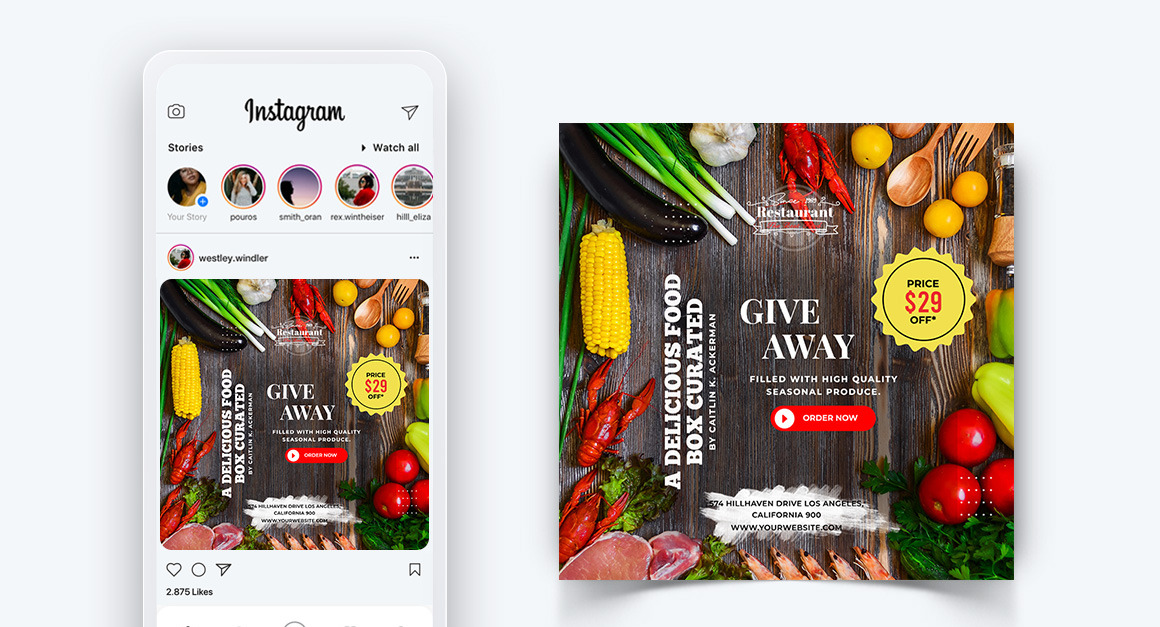 Food and Restaurant Offers Discounts Service Social Media Post Design ...