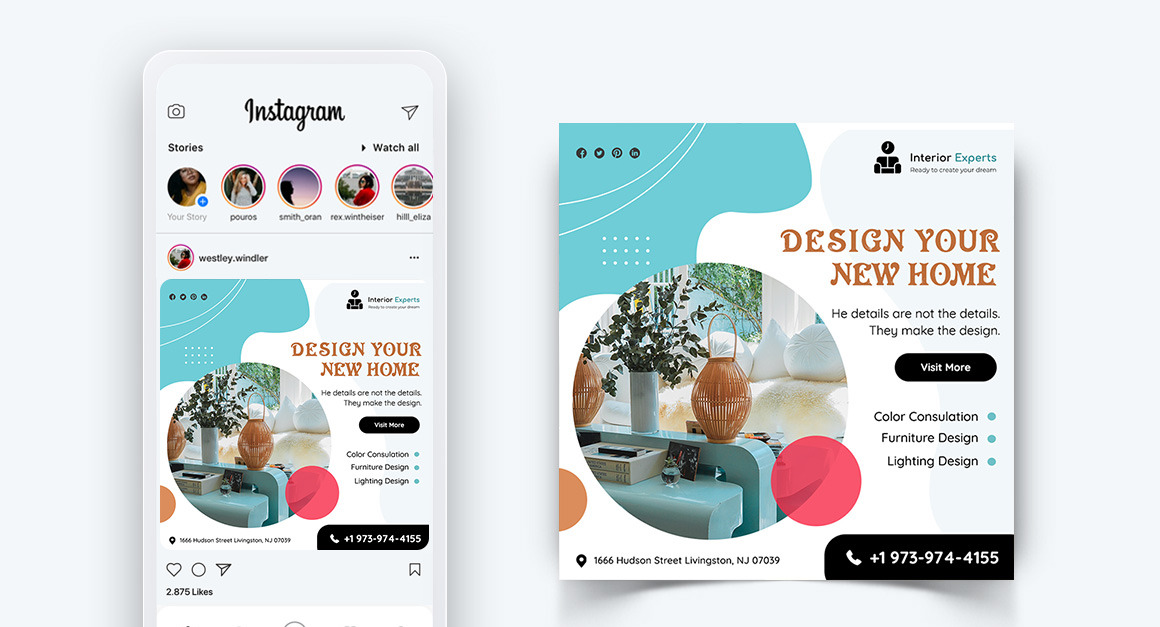 Interior Design and Furniture Social Media Instagram Post Design ...