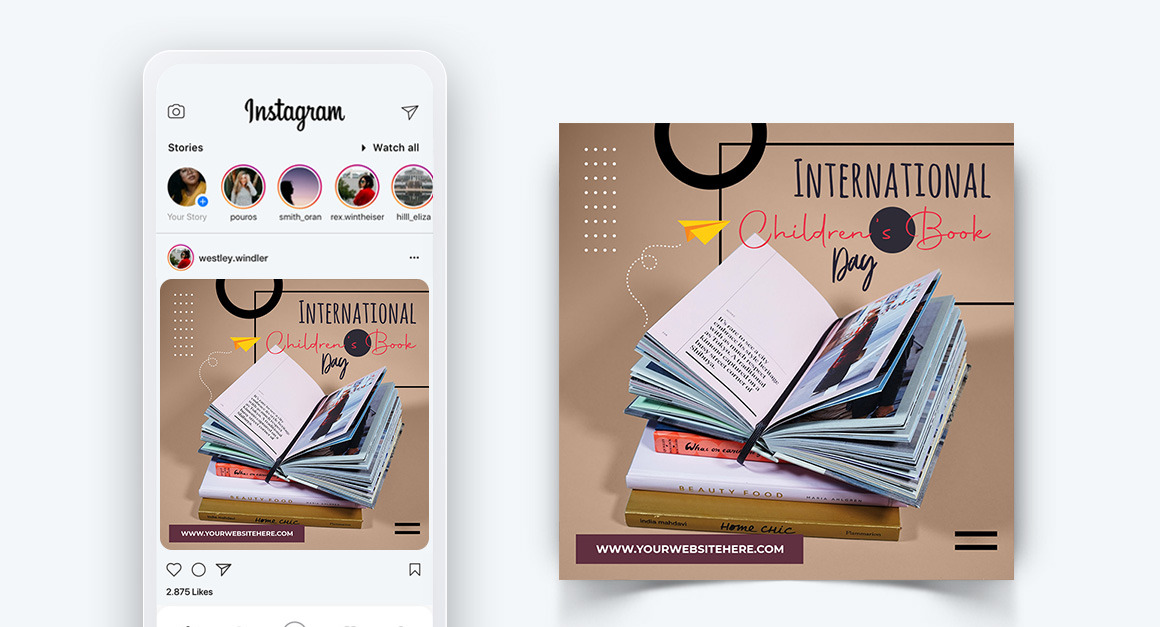 International Childrens Book Day Social Media Instagram Post Design ...