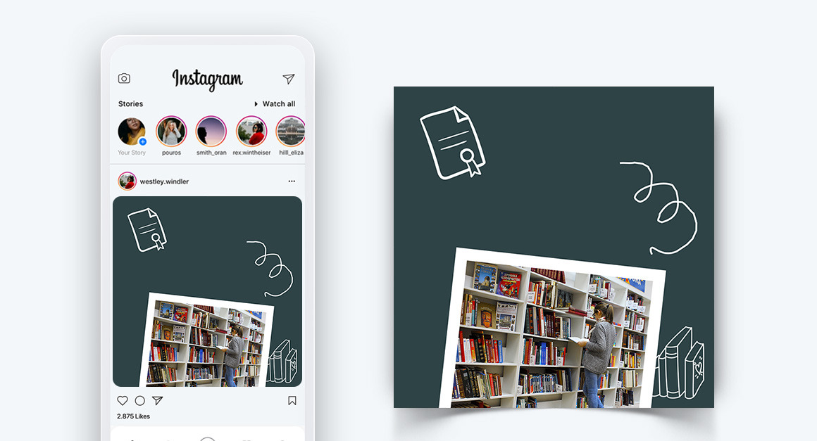 National Librarian Day Social Media Instagram Post Design Template-13
