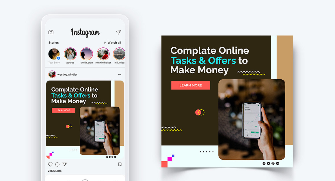 Online Money Earnings Social Media Instagram Post Design Template-03