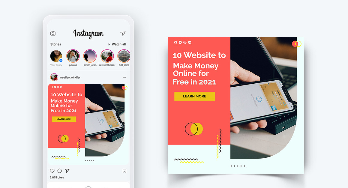 Online Money Earnings Social Media Instagram Post Design Template-07