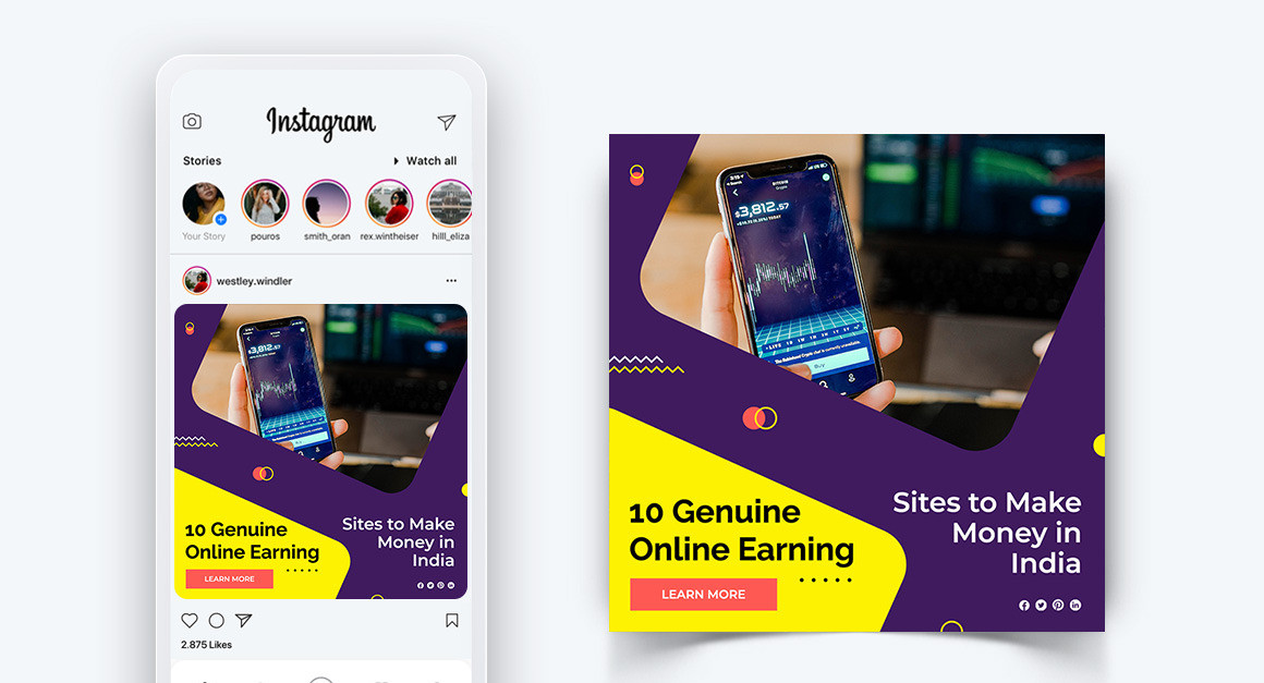 Online Money Earnings Social Media Instagram Post Design Template-09