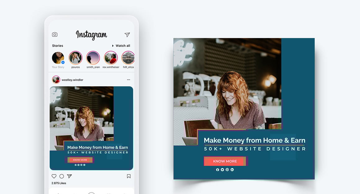Online Money Earnings Social Media Instagram Post Design Template-10