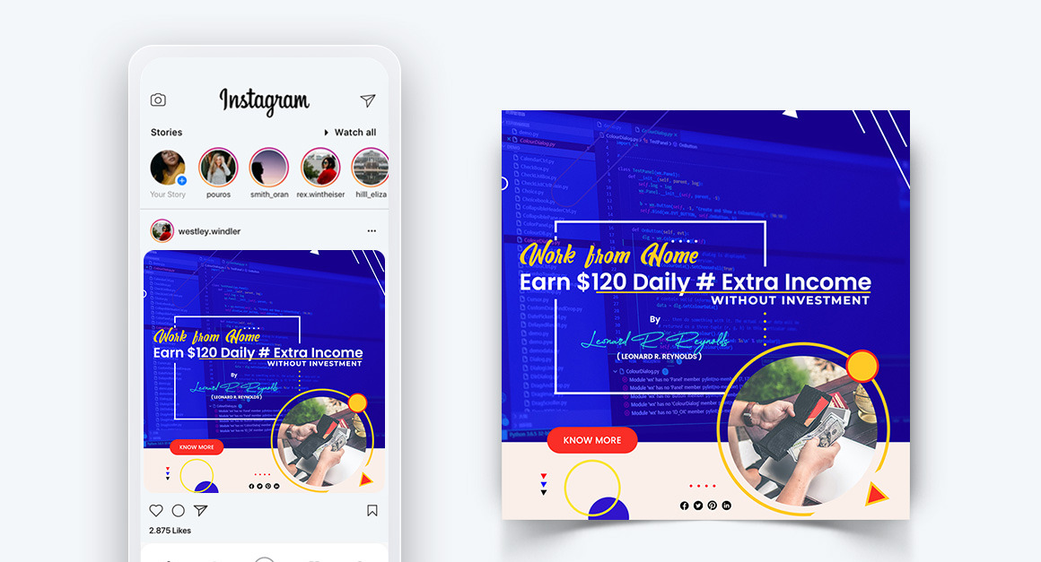 Online Money Earnings Social Media Instagram Post Design Template-11