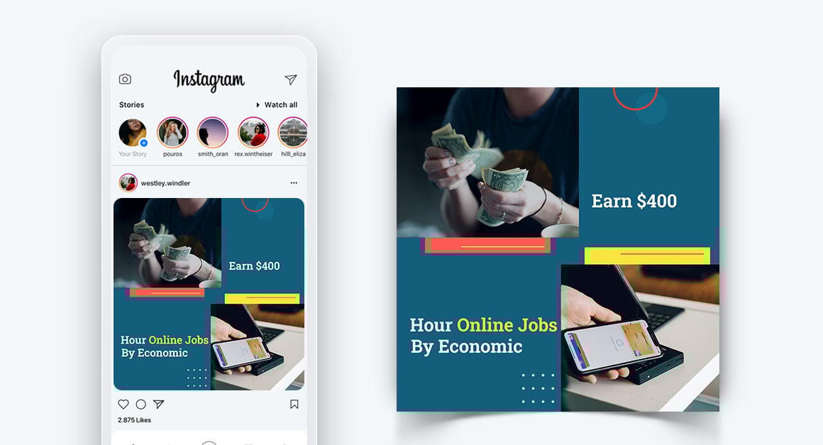 Online Money Earnings Social Media Instagram Post Design Template-17