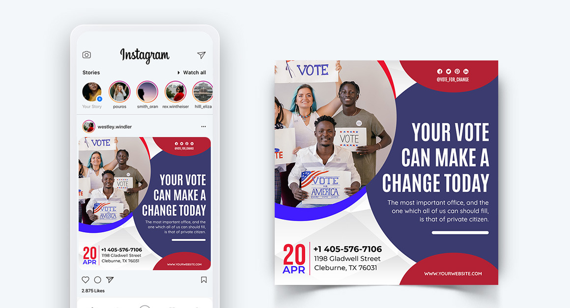 Political Campaign Social Media Instagram Post Design Template-04