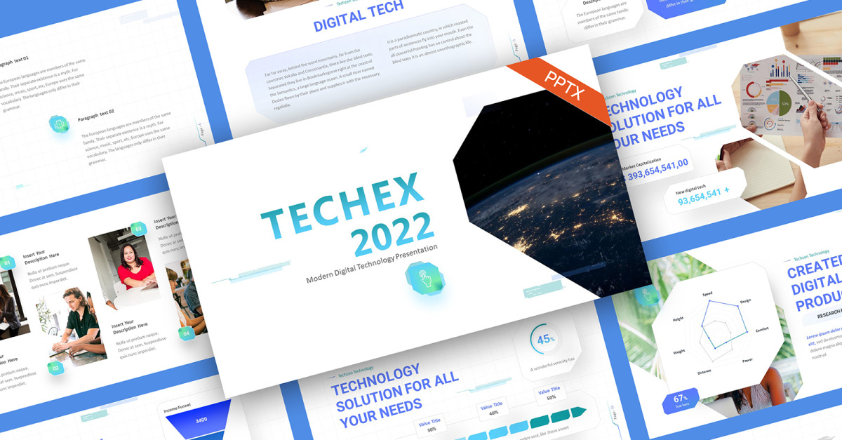 Modelo de PowerPoint Techex Technology - TemplateMonster