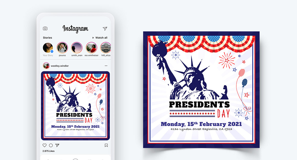 President Day Social Media Instagram Post Design Template-02