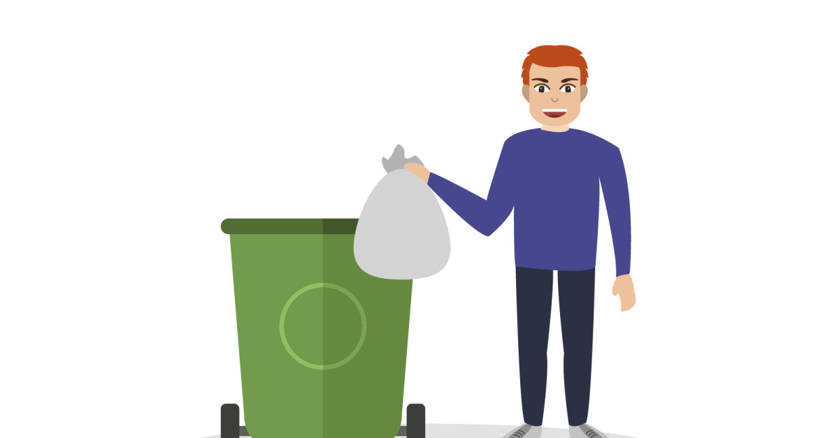 Boy throws out trash illustrated in vector - TemplateMonster