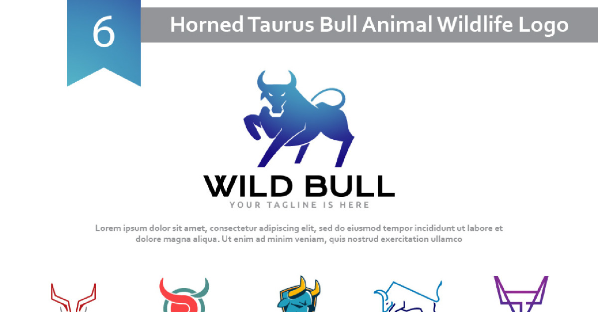6 Boynuzlu Boğa Boğa Hayvan Yaban Hayatı Logosu