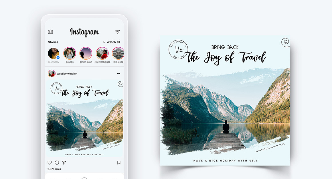 Travel Explorer and Tour Social Media Instagram Post Design Template-01