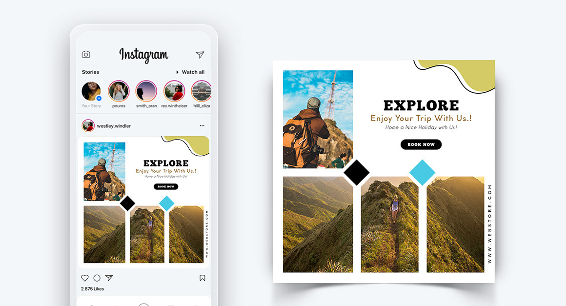 Travel Explorer and Tour Social Media Instagram Post Design Template-08