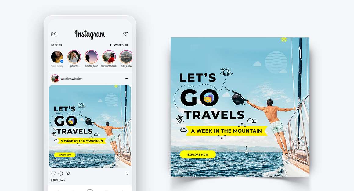 Travel Explorer and Tour Social Media Instagram Post Design Template-17