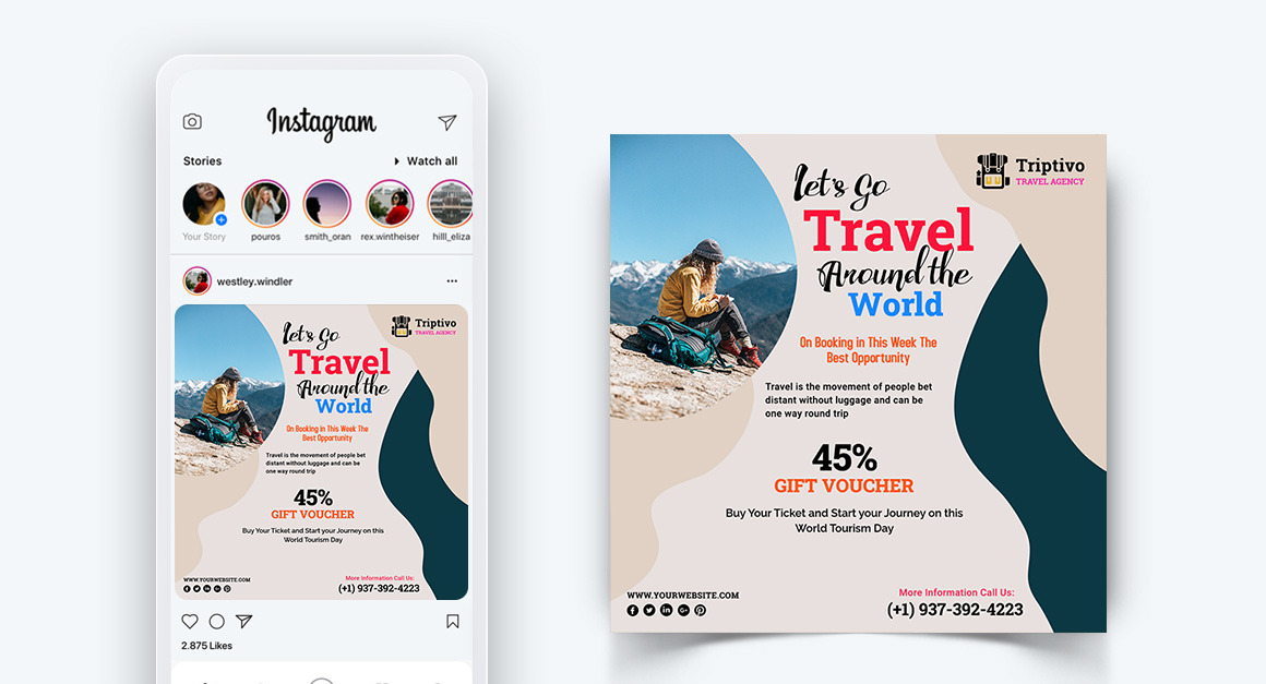 Trip and Travel Social Media Instagram Post Design Template-19