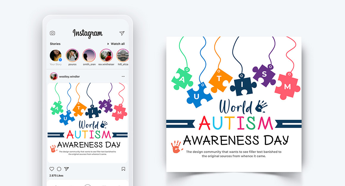 World Autism Awareness Day Social Media Instagram Post Design Template-02