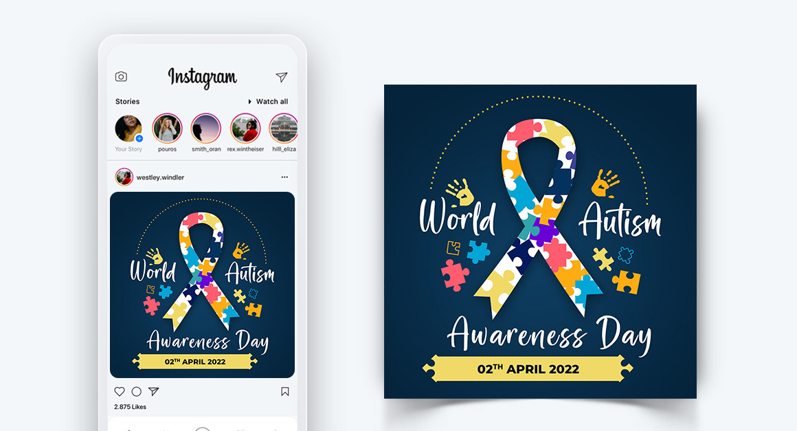 World Autism Awareness Day Social Media Instagram Post Design Template-03