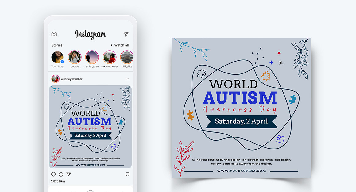 World Autism Awareness Day Social Media Instagram Post Design Template-11