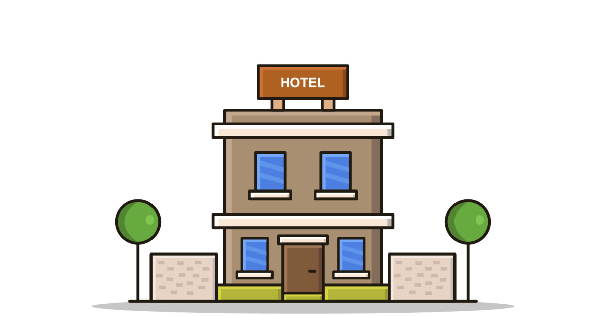 Hotel ilustrado en vector sobre fondo blanco