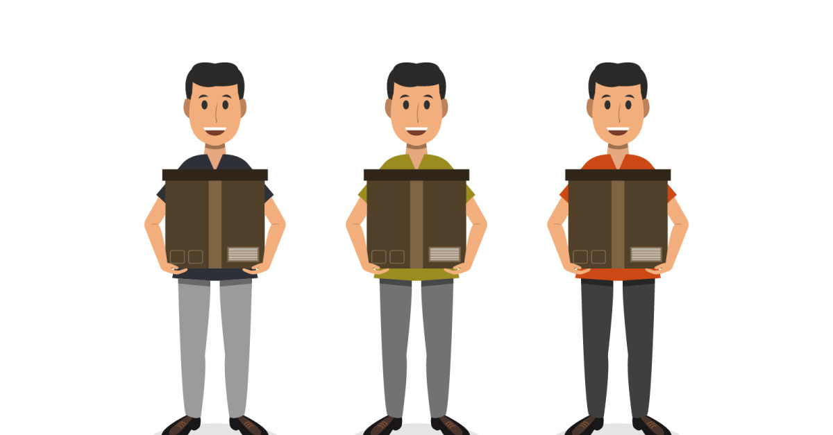 Man carry box illustrated in vector on a white