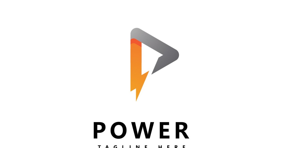 P Power Vector Logo Template. P Letter With Power Sign V5