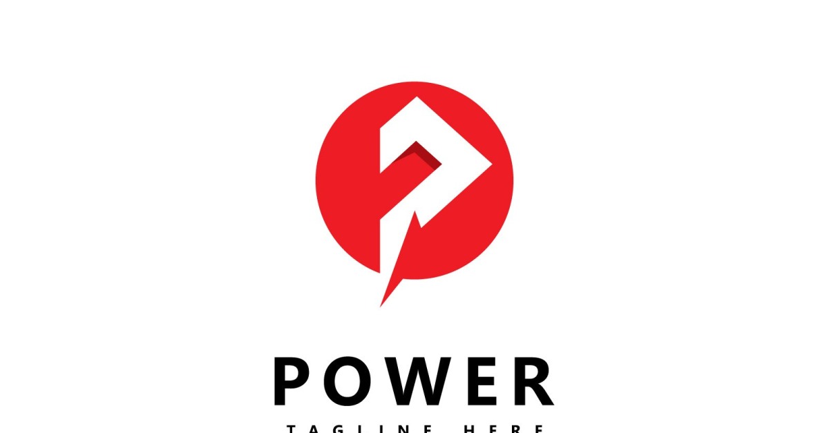 P Power Vector Logo Template. P Letter With Power Sign V8