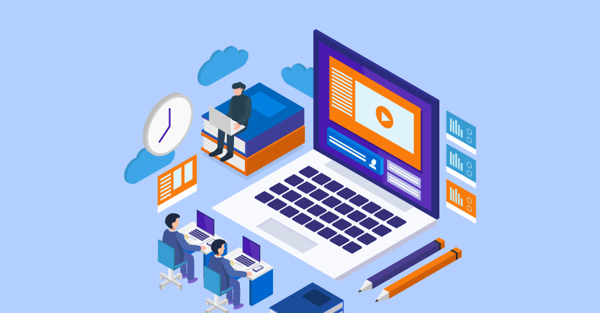 Online exam isometric illustrated in vector on a white background