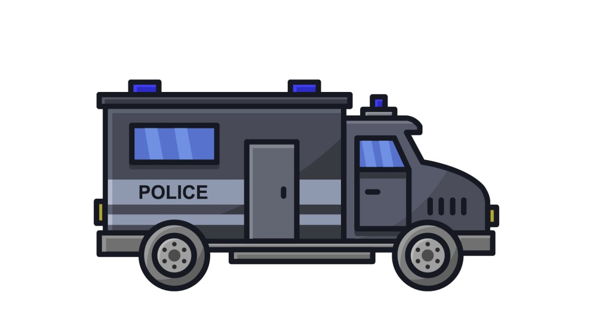 Police van in vector on white background - TemplateMonster