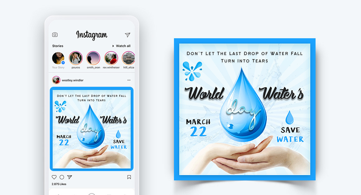 World Water Day Social Media Instagram Post Design Template-01