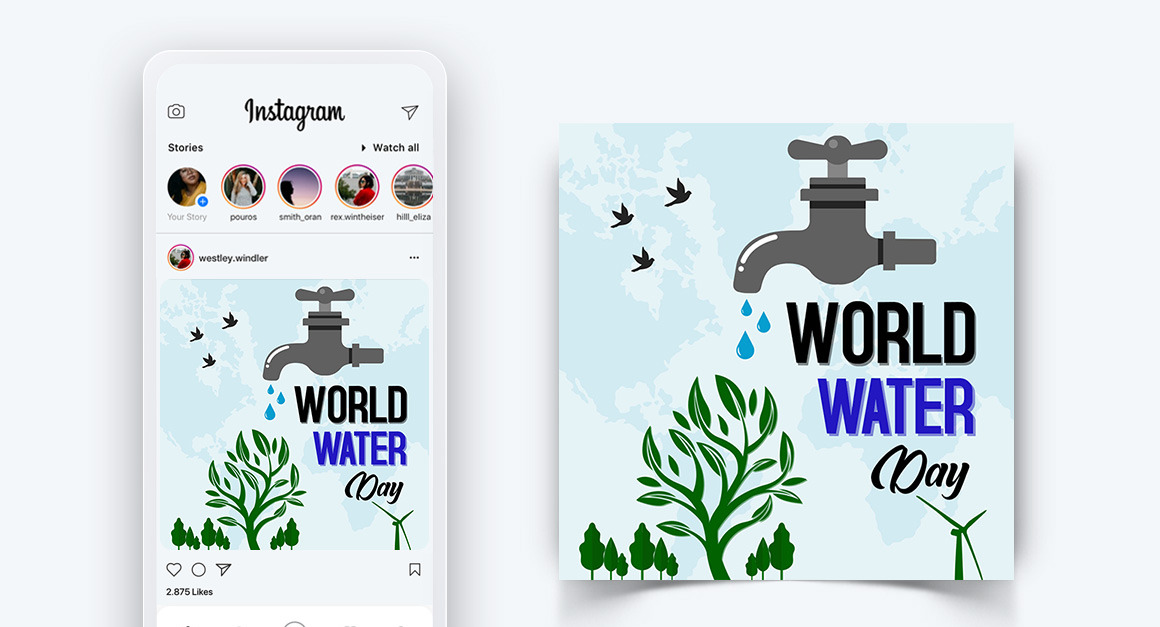 World Water Day Social Media Instagram Post Design Template-09