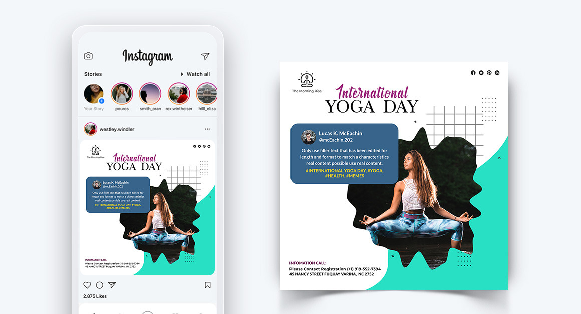 Yoga and Meditation Social Media Instagram Post Design Template-46