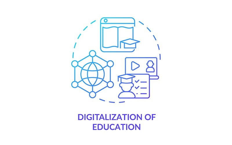 Digitalization Of Education Blue Gradient Concept Icon
