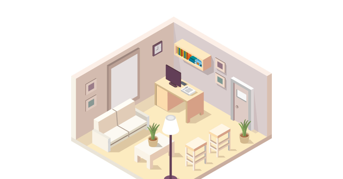 Isometric waiting room illustrated in vector on background
