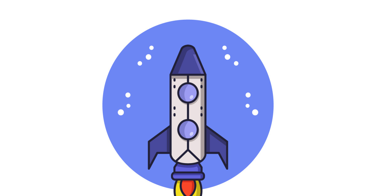 Raketa ilustrovaná ve vektoru na bílém pozadí