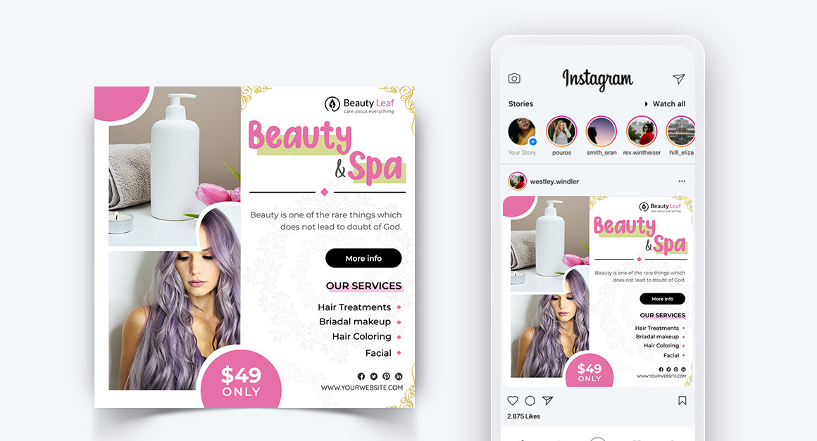 Beauty Salon and Spa Social Media Instagram Post Design-58