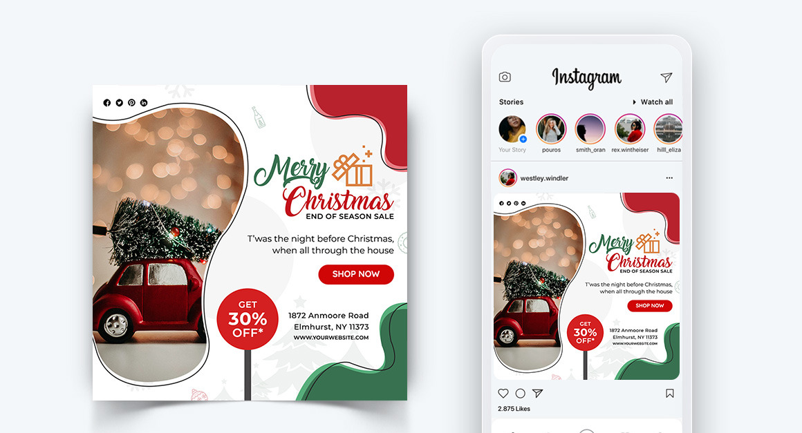 Christmas Offer Sale Celebration Social Media Instagram Post Design ...