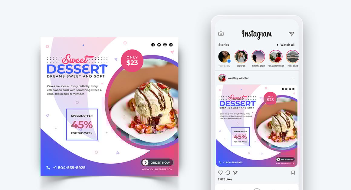 Food and Restaurant Offers Discounts Service Social Media Instagram ...