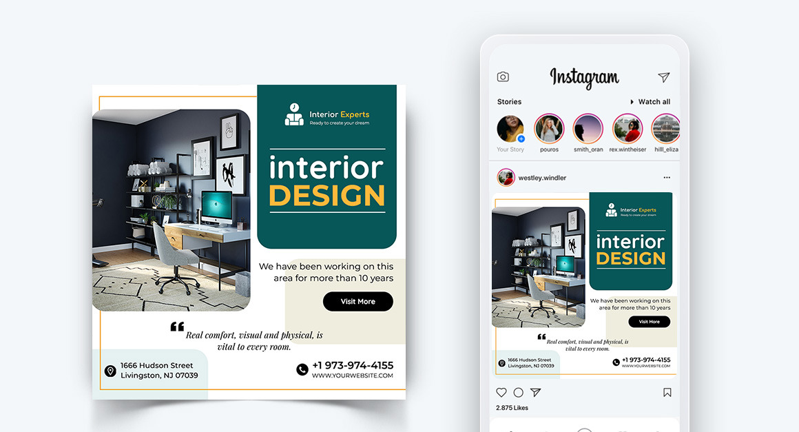 Interior Design and Furniture Social Media Instagram Post Design-25