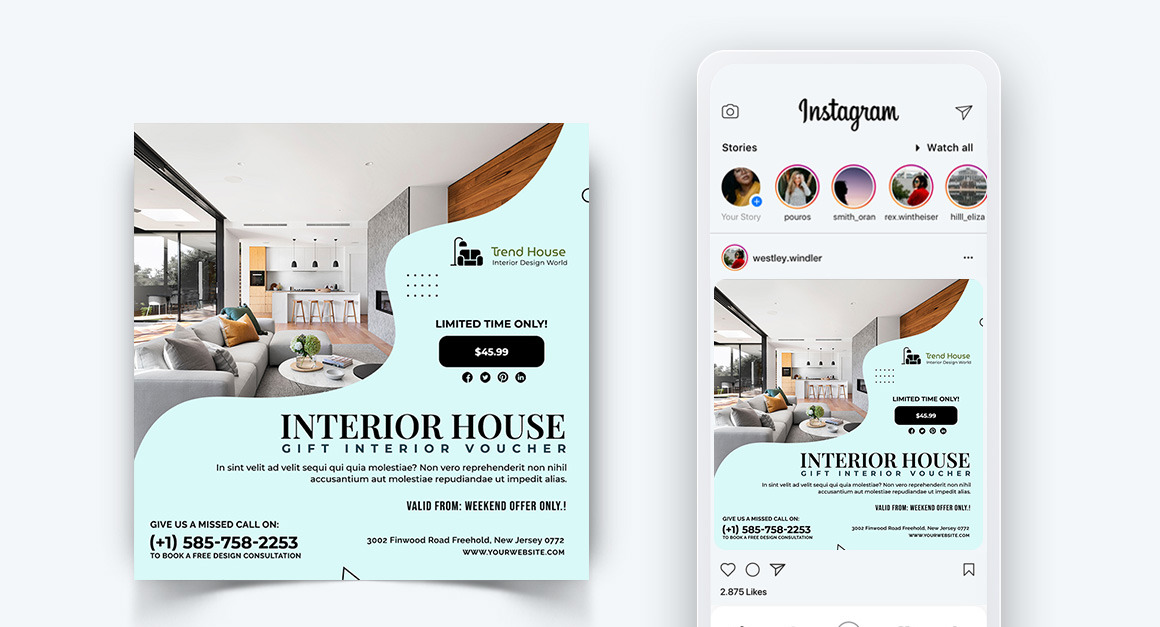 Interior Design and Furniture Social Media Instagram Post Design-44