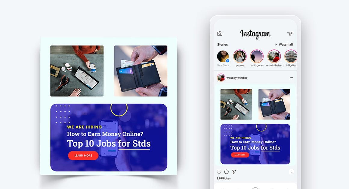 Online Money Earnings Social Media Instagram Post Design-13