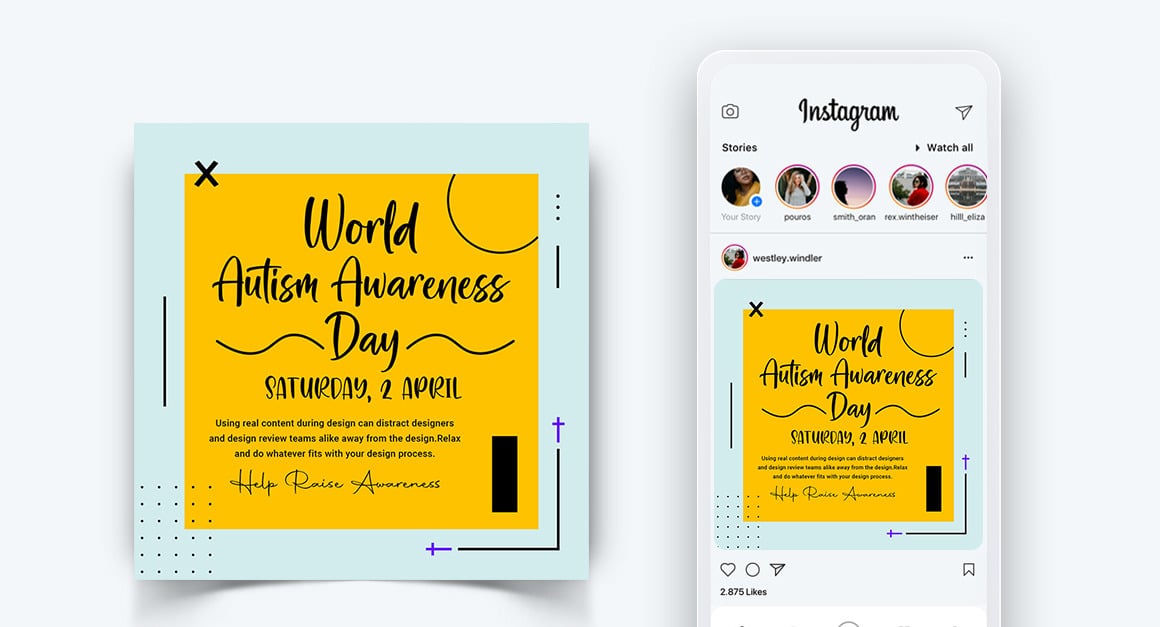 World Autism Awareness Day Social Media Instagram Post Design-06