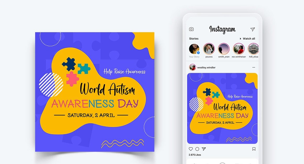 World Autism Awareness Day Social Media Instagram Post Design-17