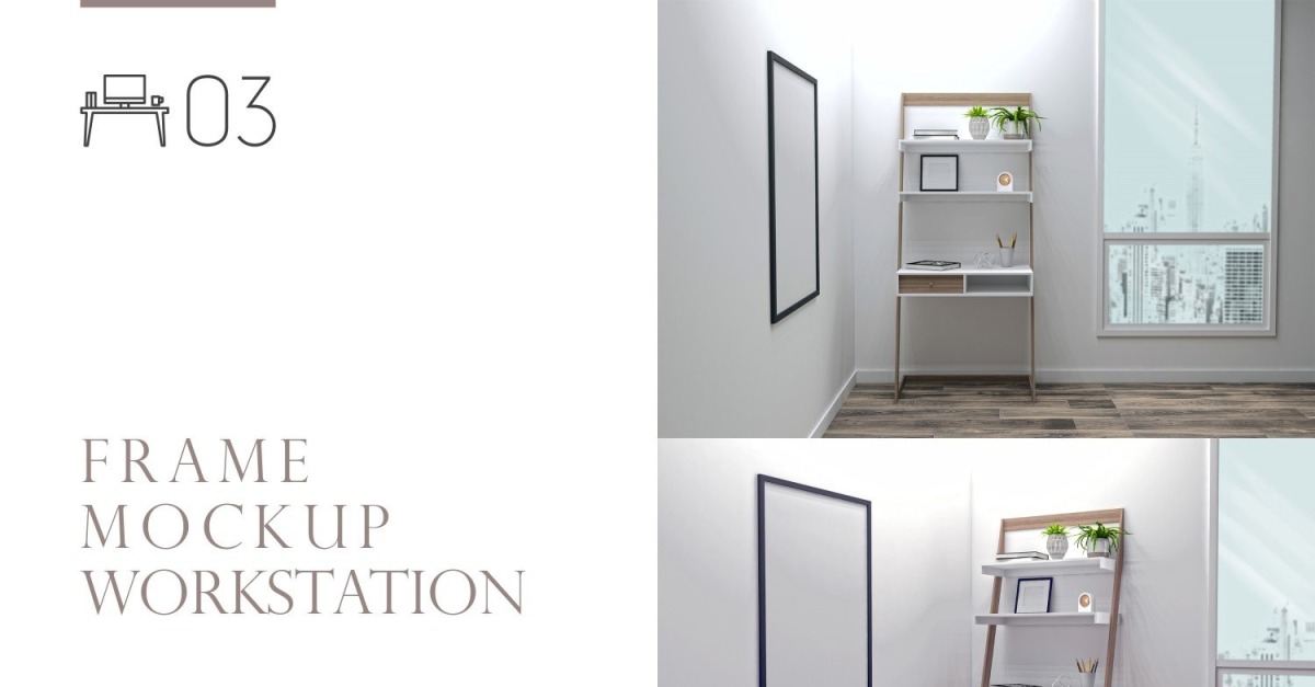 Workstation Frames Mockup, Workplace Study Table Set-3