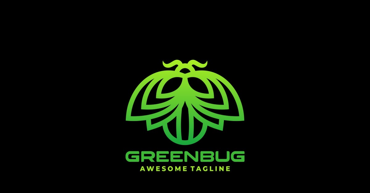 Green Bug line Art Gradient Logo #266599 - TemplateMonster